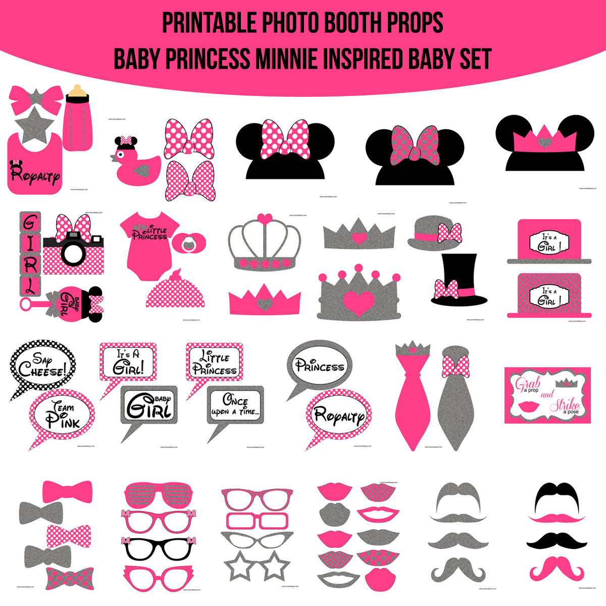 Instant Download Baby Princess Minnie Inspired Printable Photo Booth ...