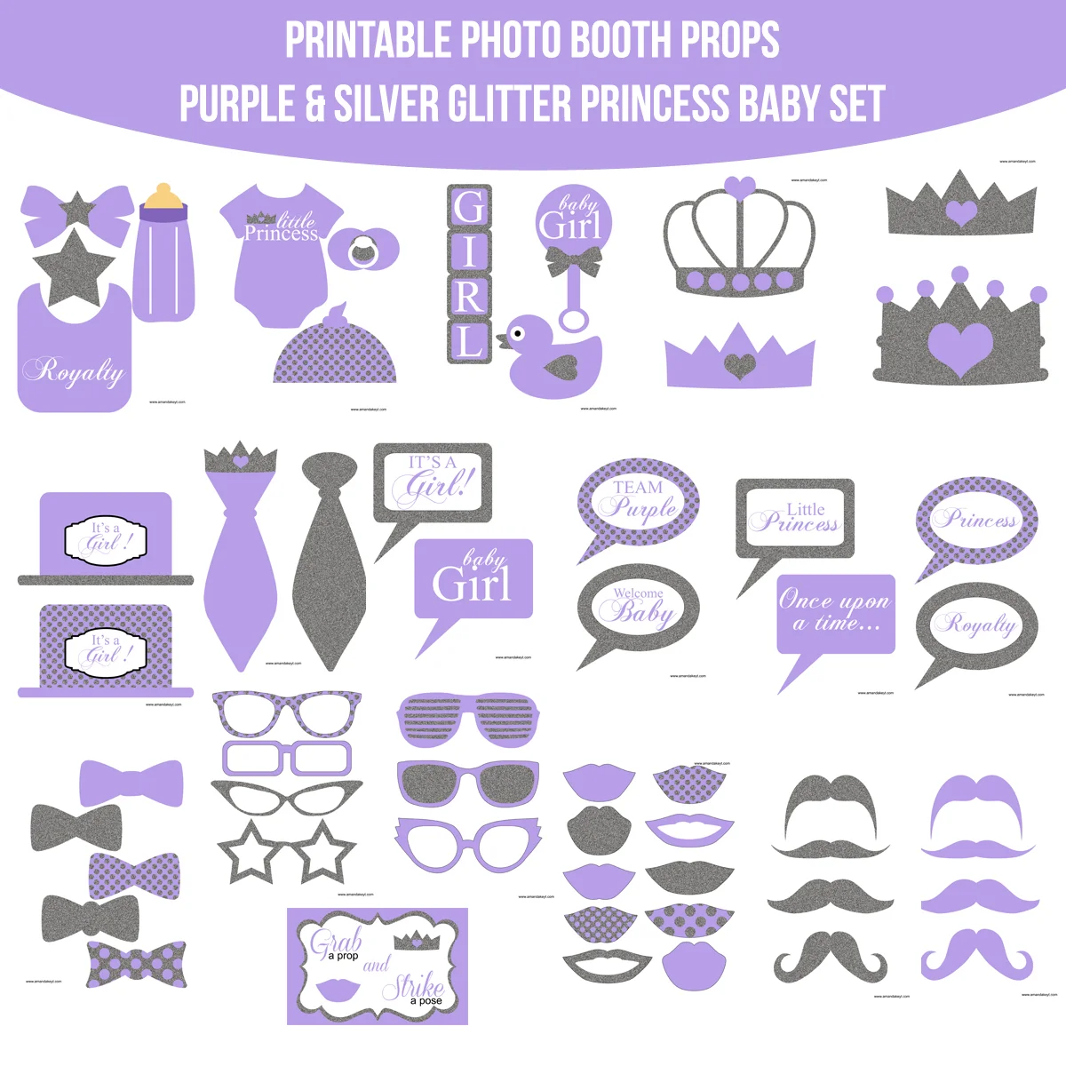 Instant Download Baby Princess Purple & Silver Glitter Printable Photo ...