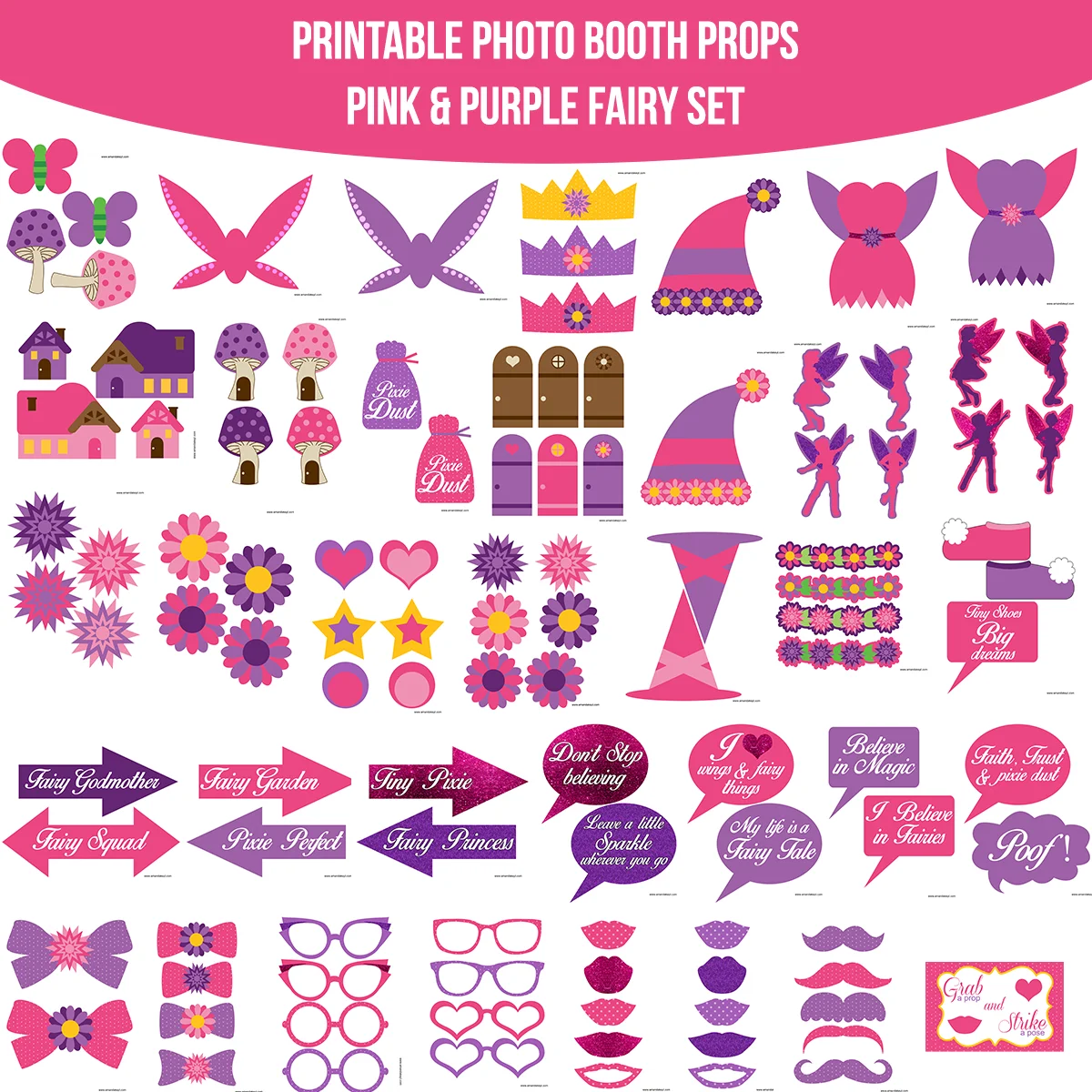 Instant Download Fairy Pink Printable Photo Booth Prop Set — Amanda ...