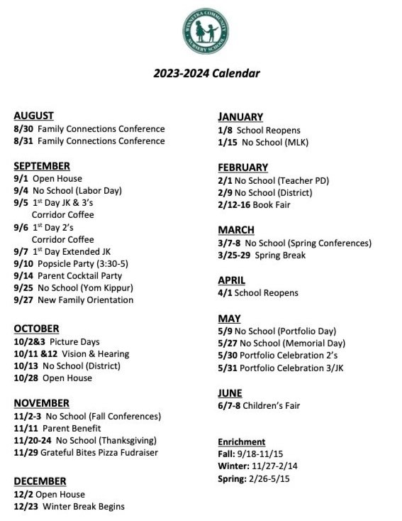2023-2024 Calendar — WCNS