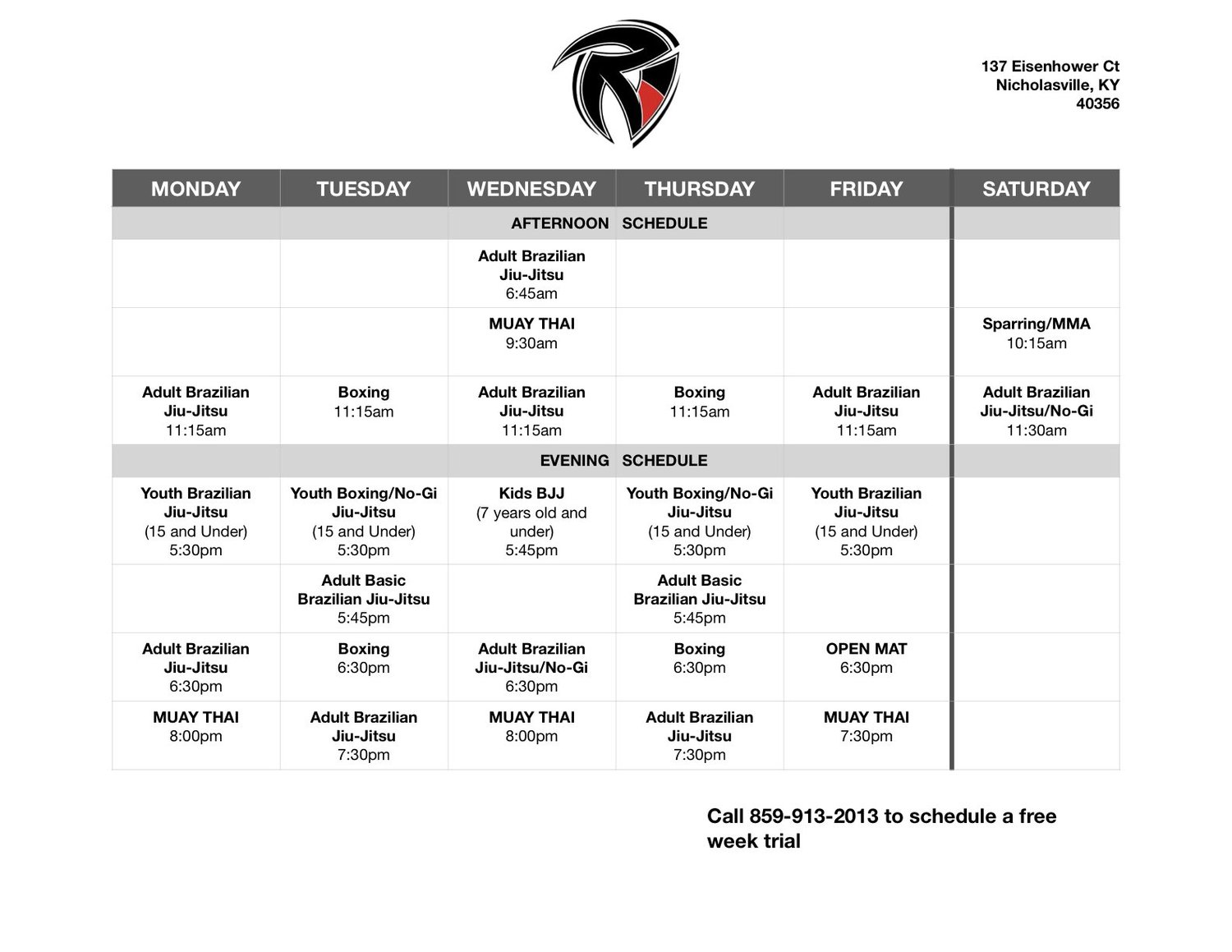 Classes — Reaction MMA