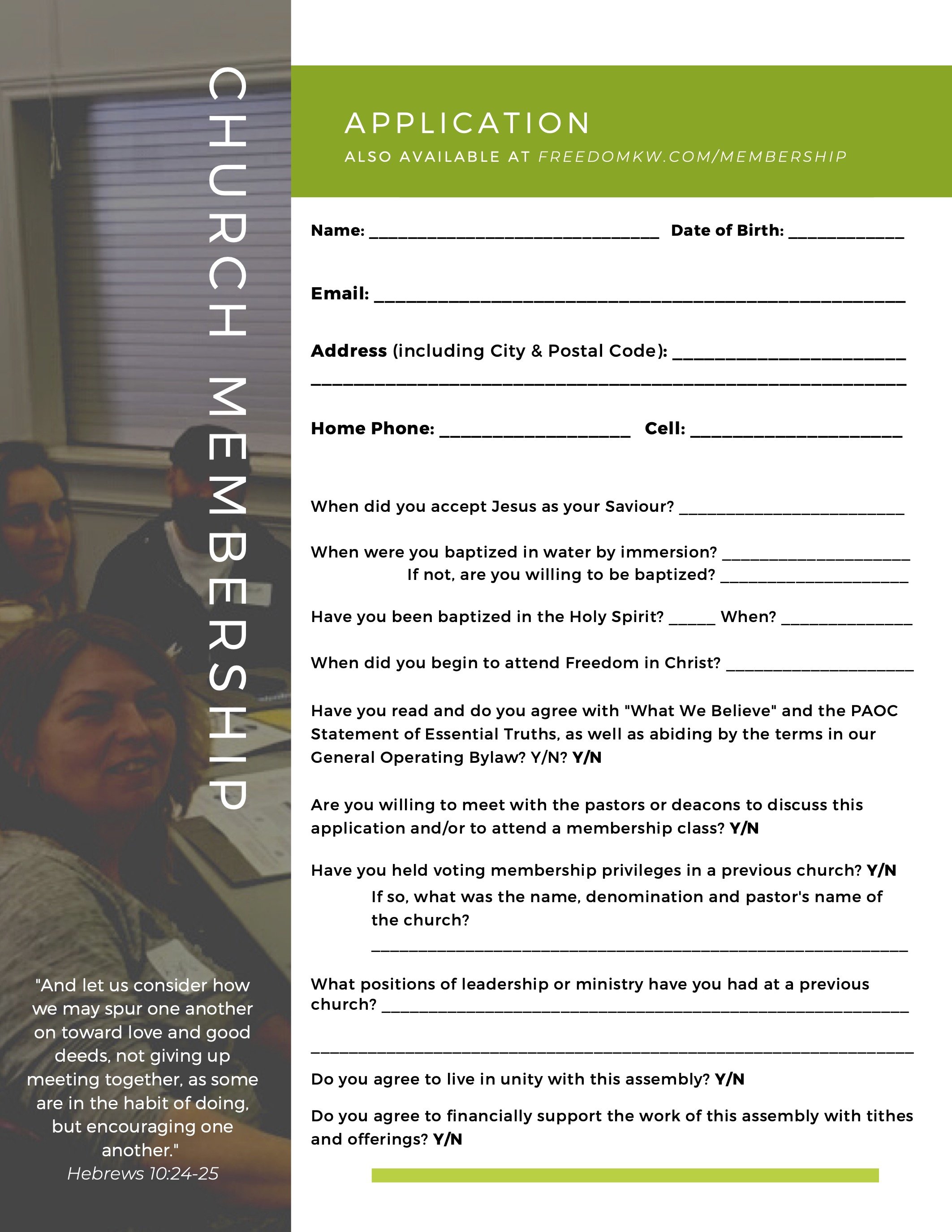 Membership — Freedom in Christ Church