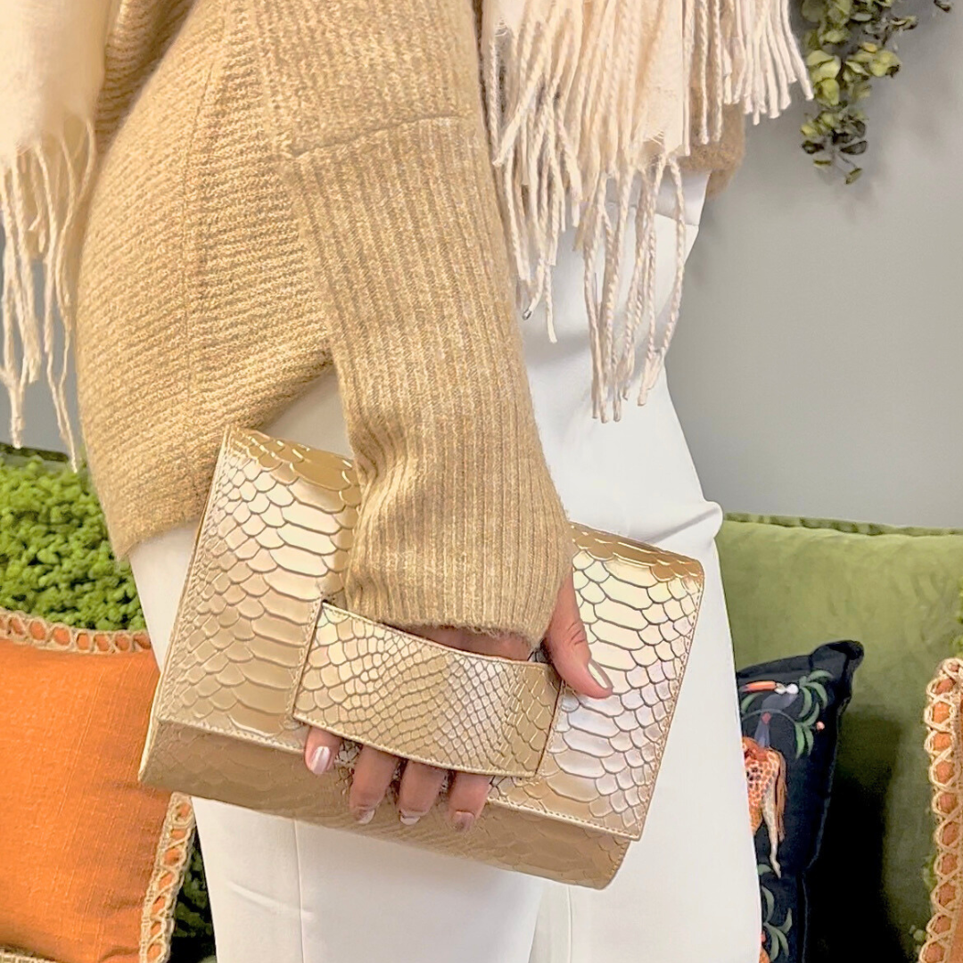 KD Black Patent Leather Embossed Genuine Leather Clutch Handbag ...