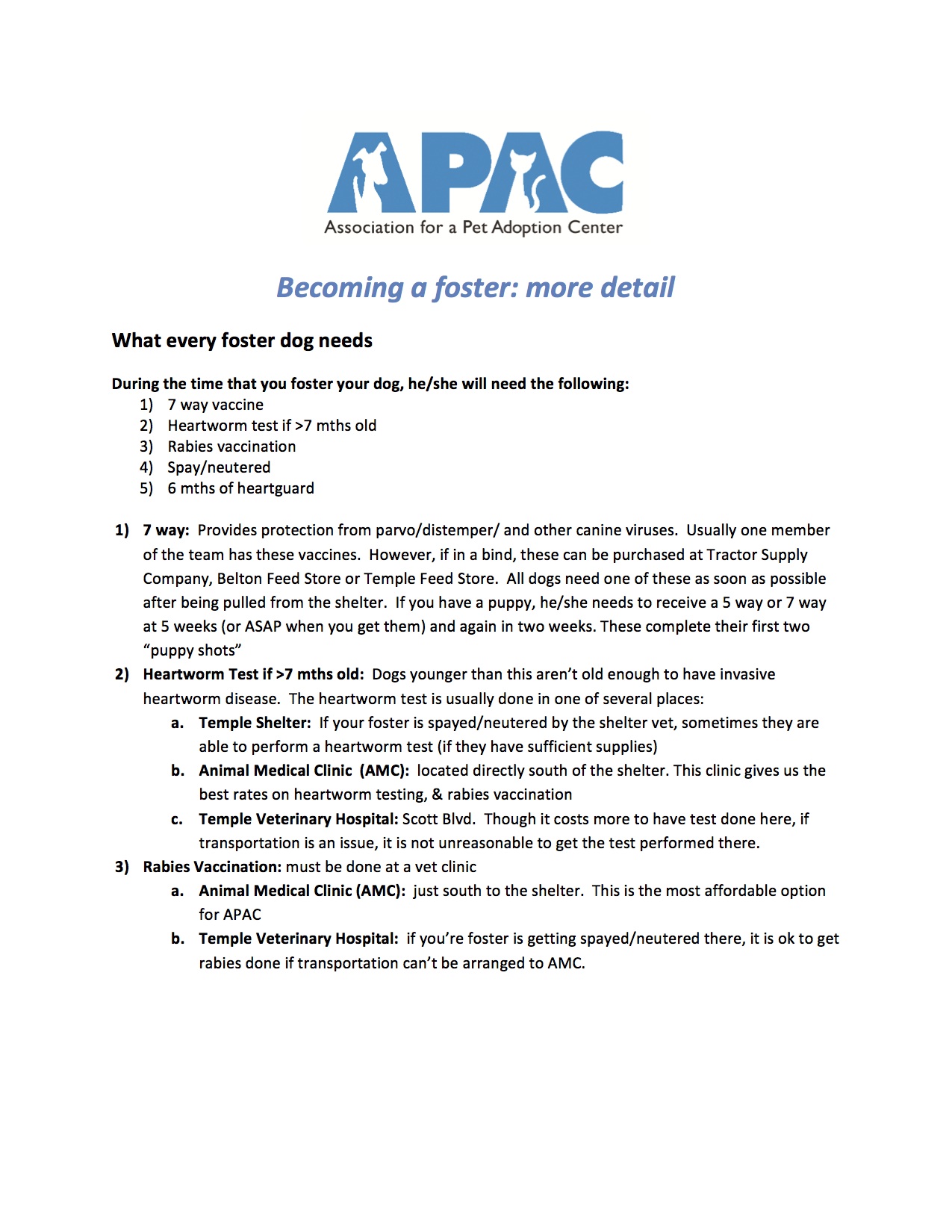 Foster Pup Requirements — Association for Pet Adoption