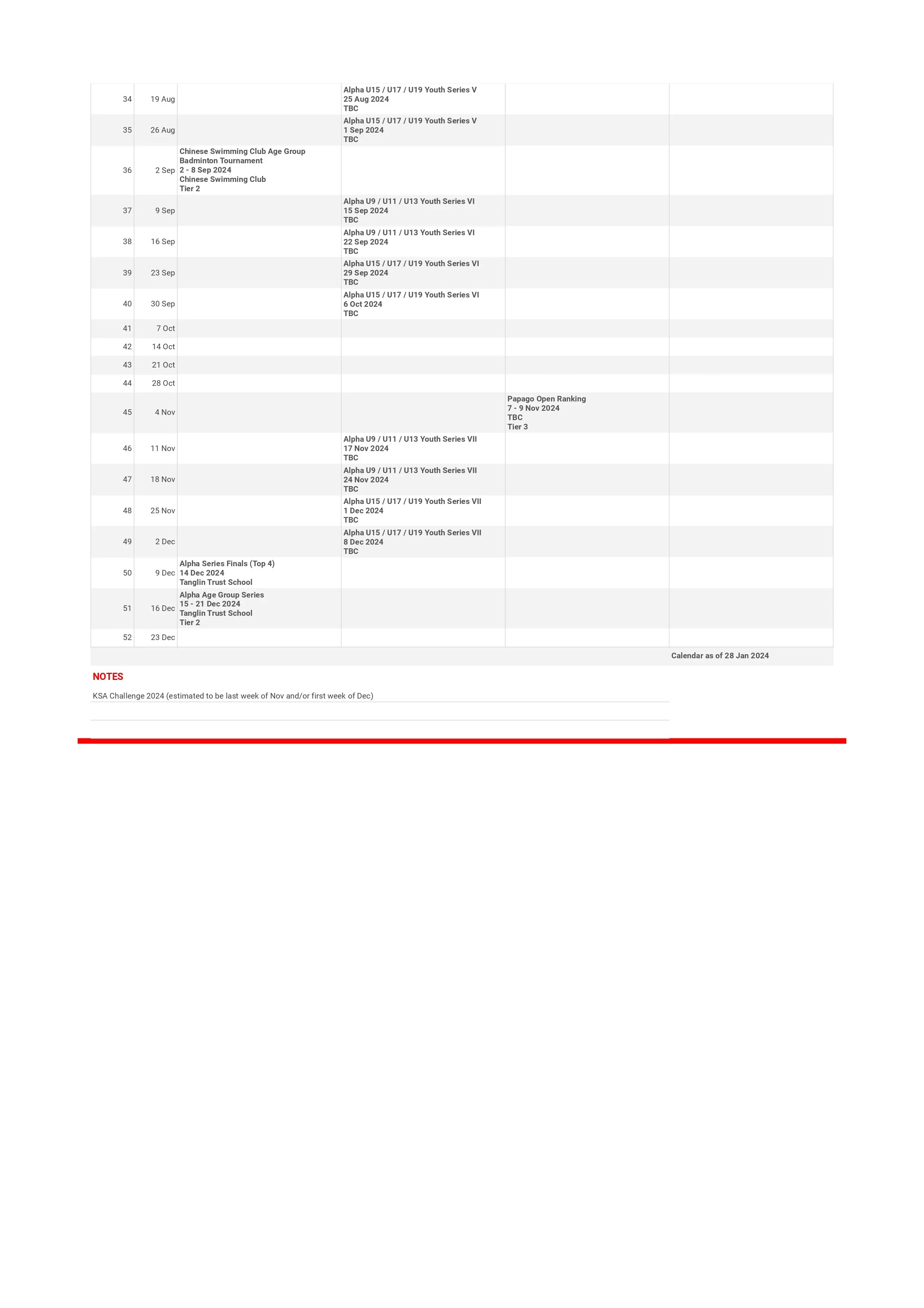 Weekly Calendar 2024 — ALPHA ACADEMY