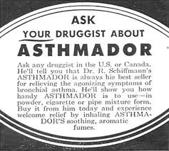 dr. r. schiffmann's asthmador trade mark cigarettes 1950s-1960s ...