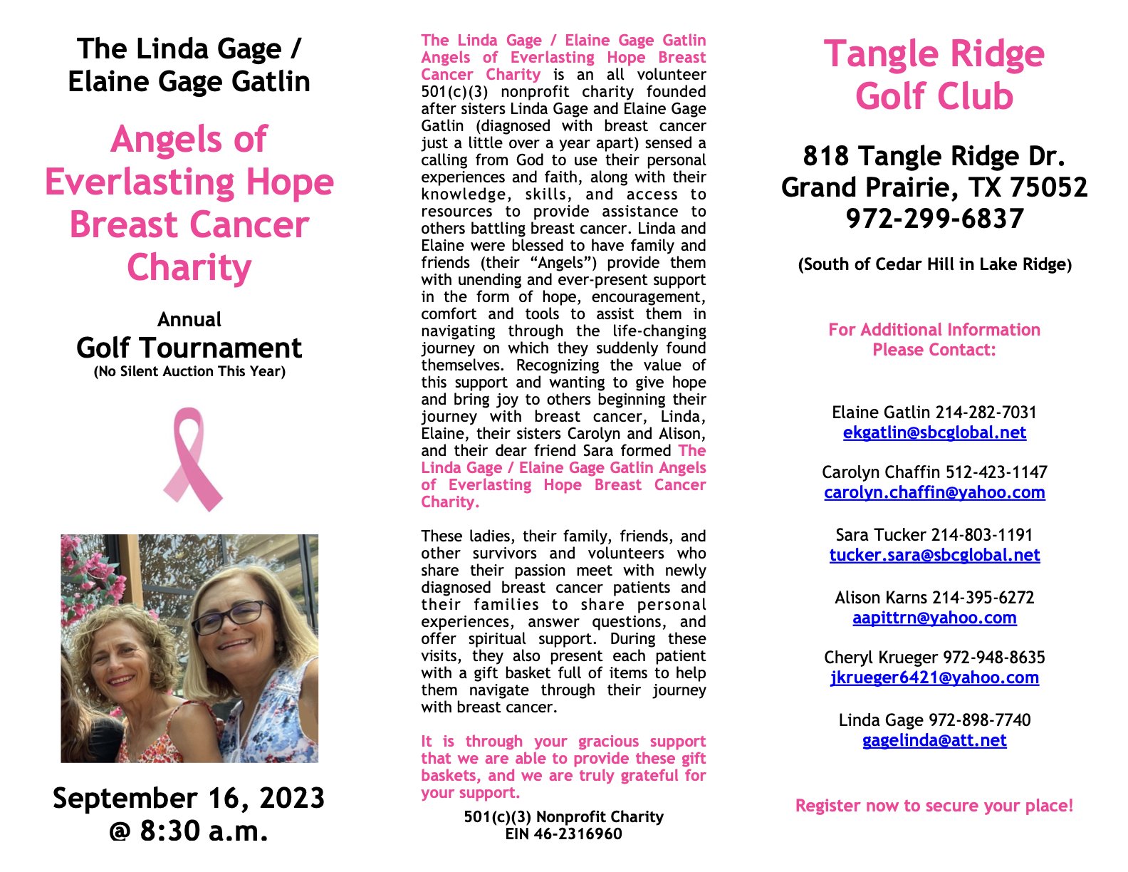 The Linda Gage / Elaine Gage Gatlin Angels of Everlasting Hope Breast ...