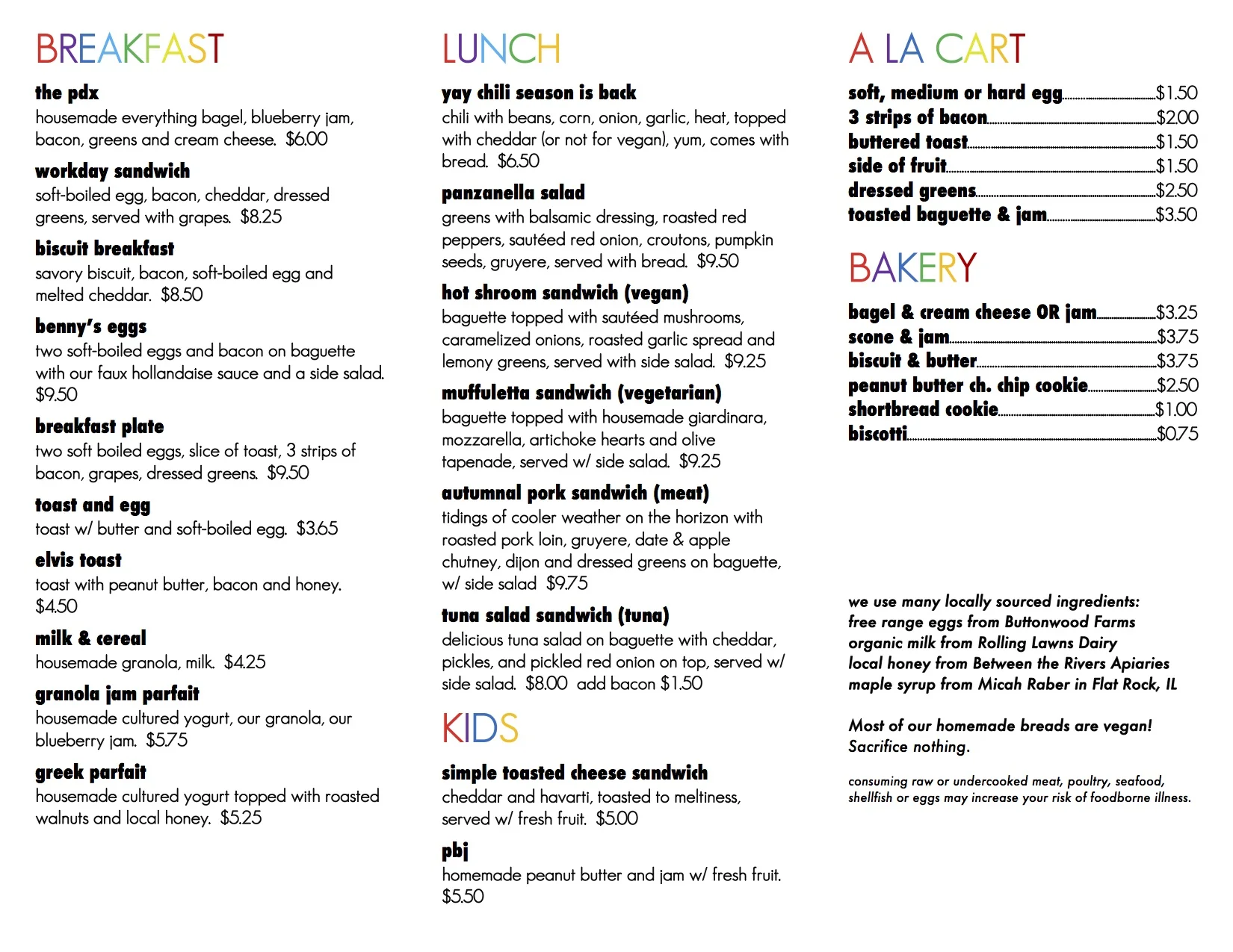 Living Room Cafe Menu | Baci Living Room