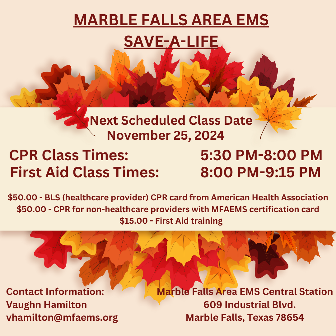 Marble Falls Area EMS-CPR and First Aid Training