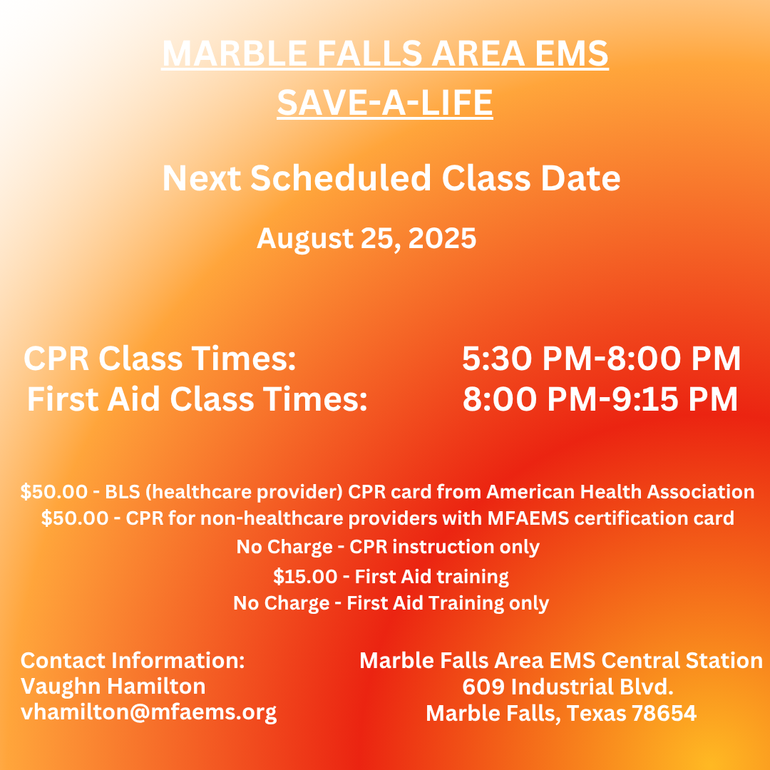 Marble Falls Area EMS-CPR and First Aid Training