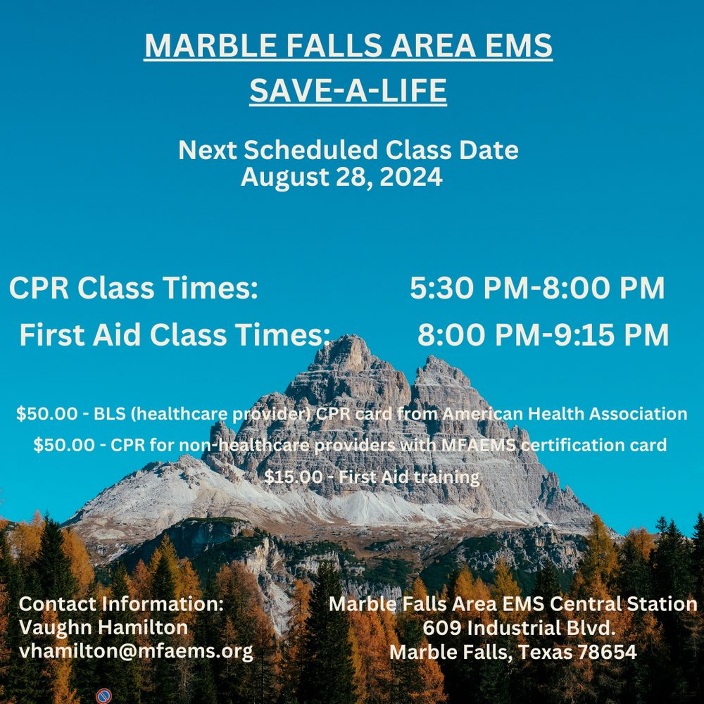 Marble Falls Area EMS-CPR and First Aid Training