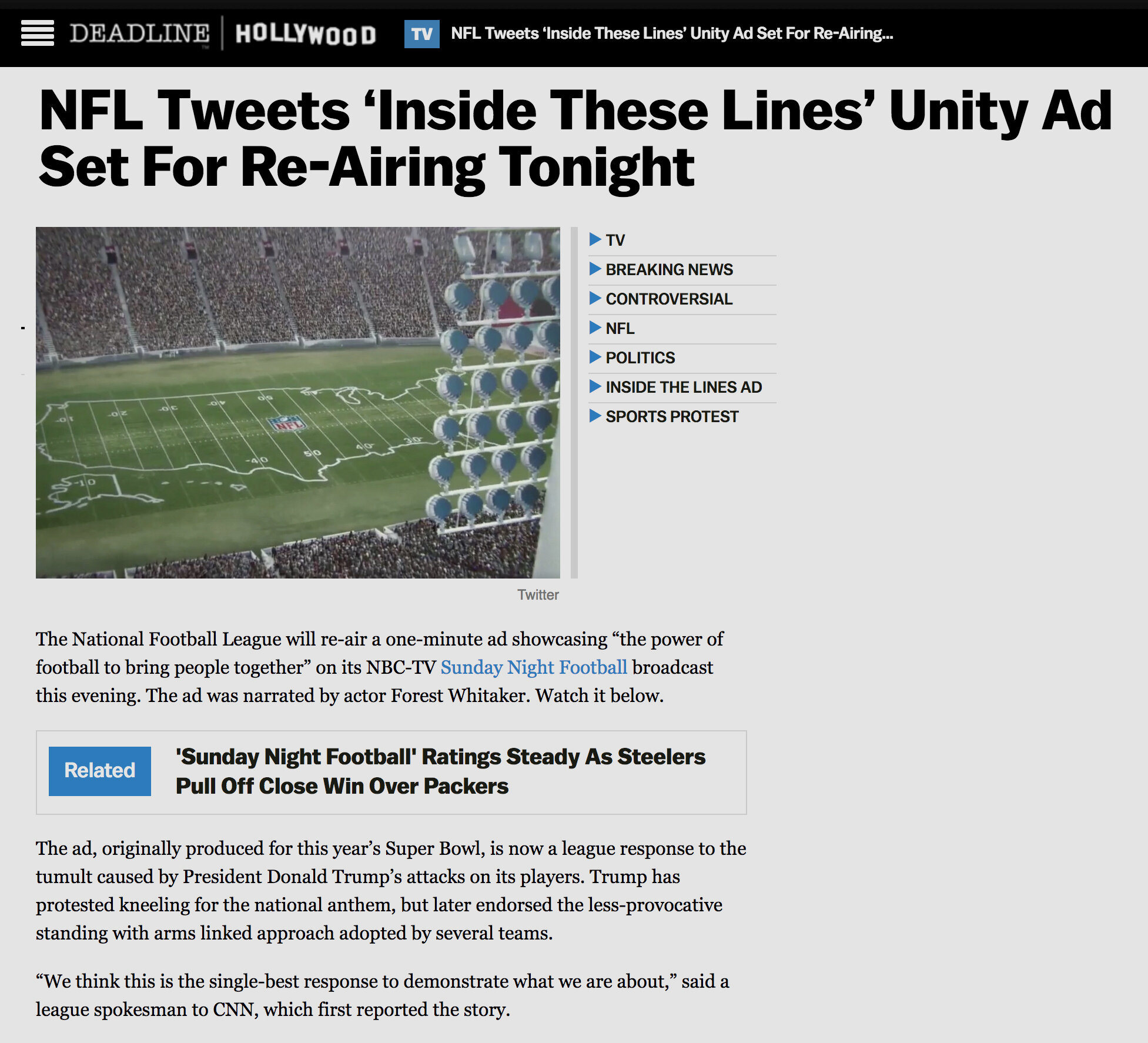 NFL - Inside These Lines — Basic Environment