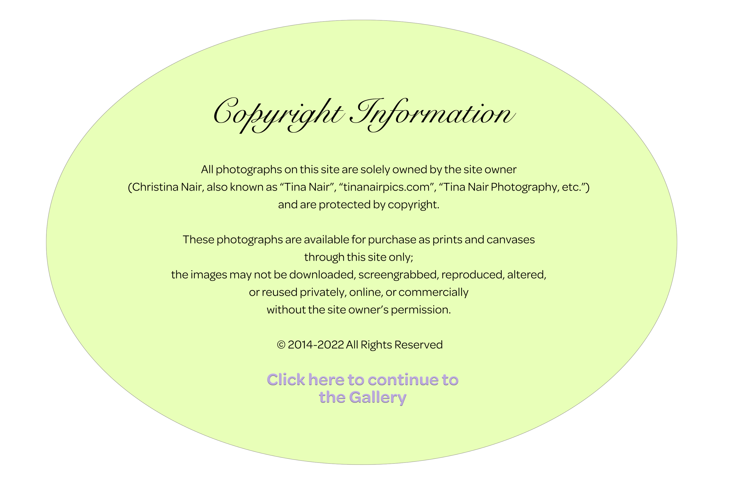 Photography Copyright Information
