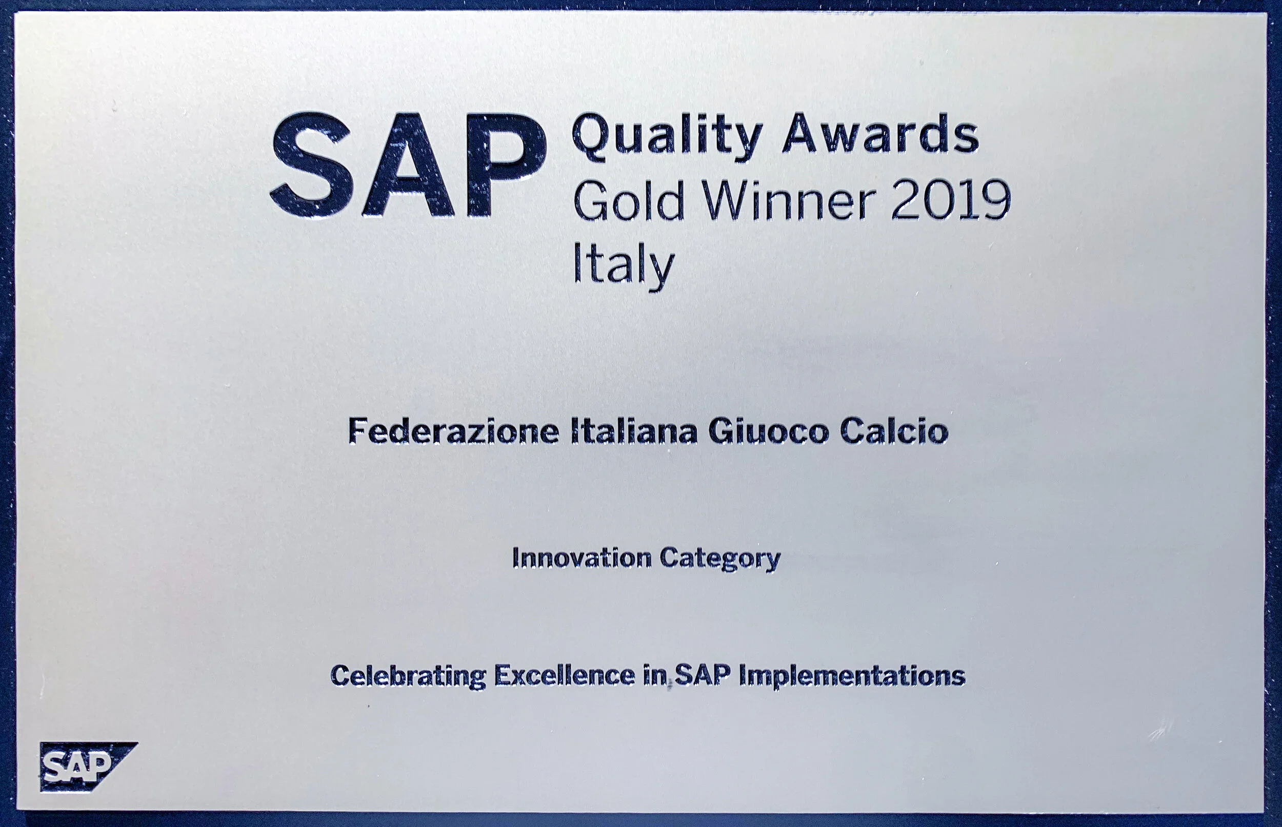 And It’s GOOOOLD! SAP Quality Awards for Innovation - Awarded to FIGC and its partner Clariba ...