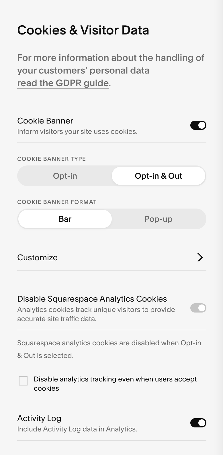 Cookie opt out added to Squarespace cookie banner - SF.DIGITAL
