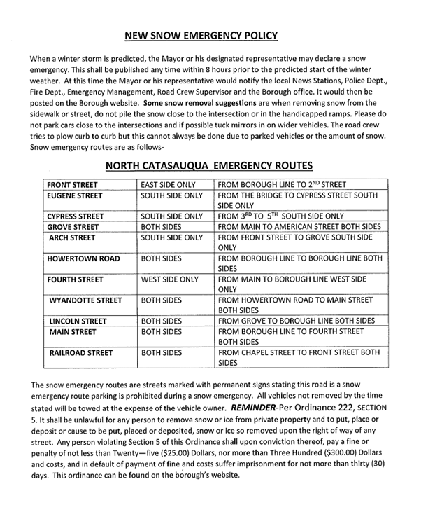 SNOW EMERGENCY DECLARED - Ended Monday 1/26 at Noon — North Catasauqua ...