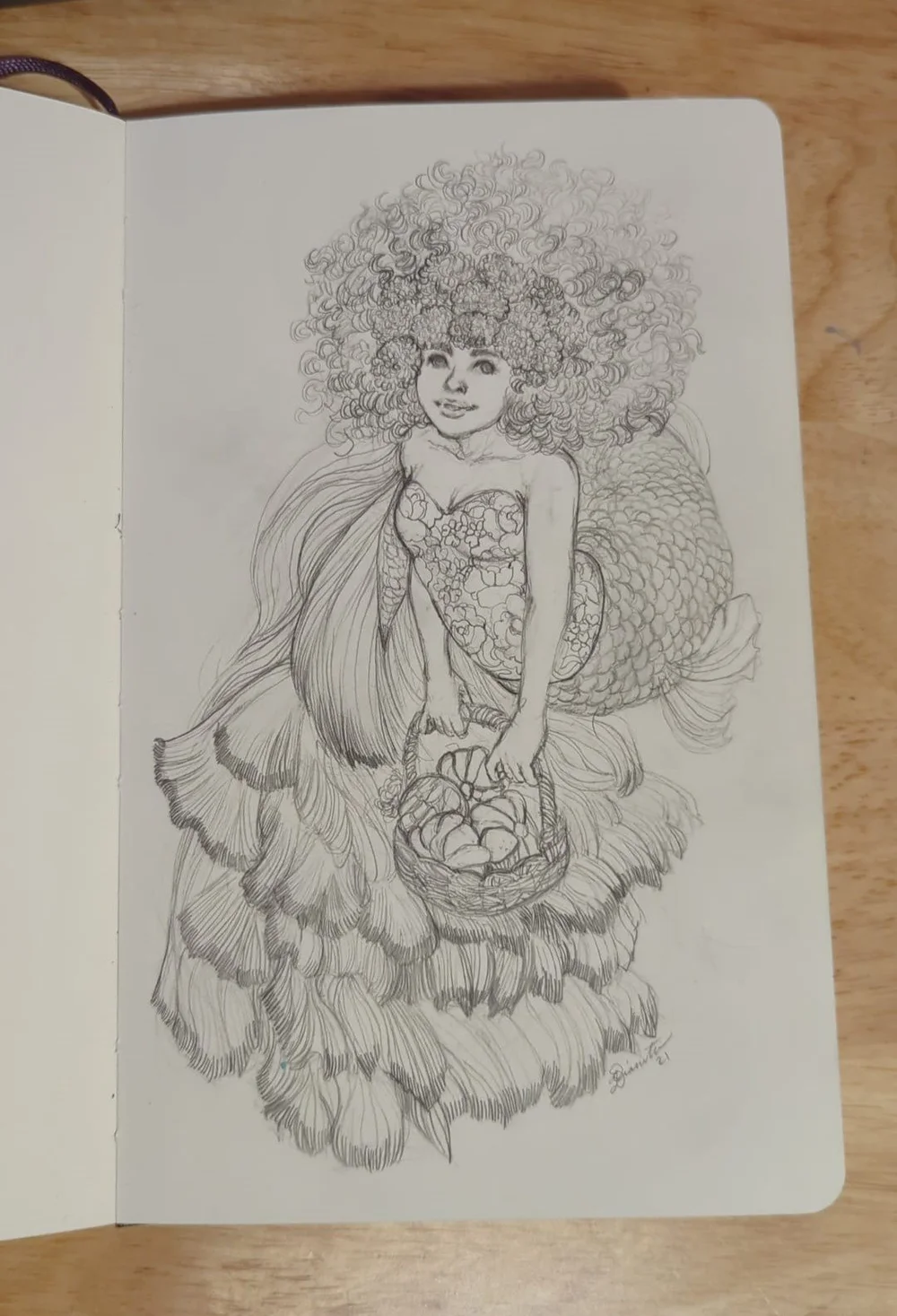 Little Mermaid Pencil Drawing