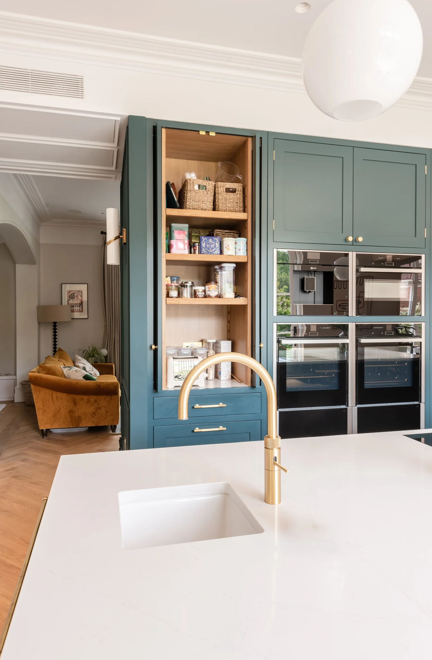 The Chelsea kitchen, larder and walk-in pantry — Herringbone House