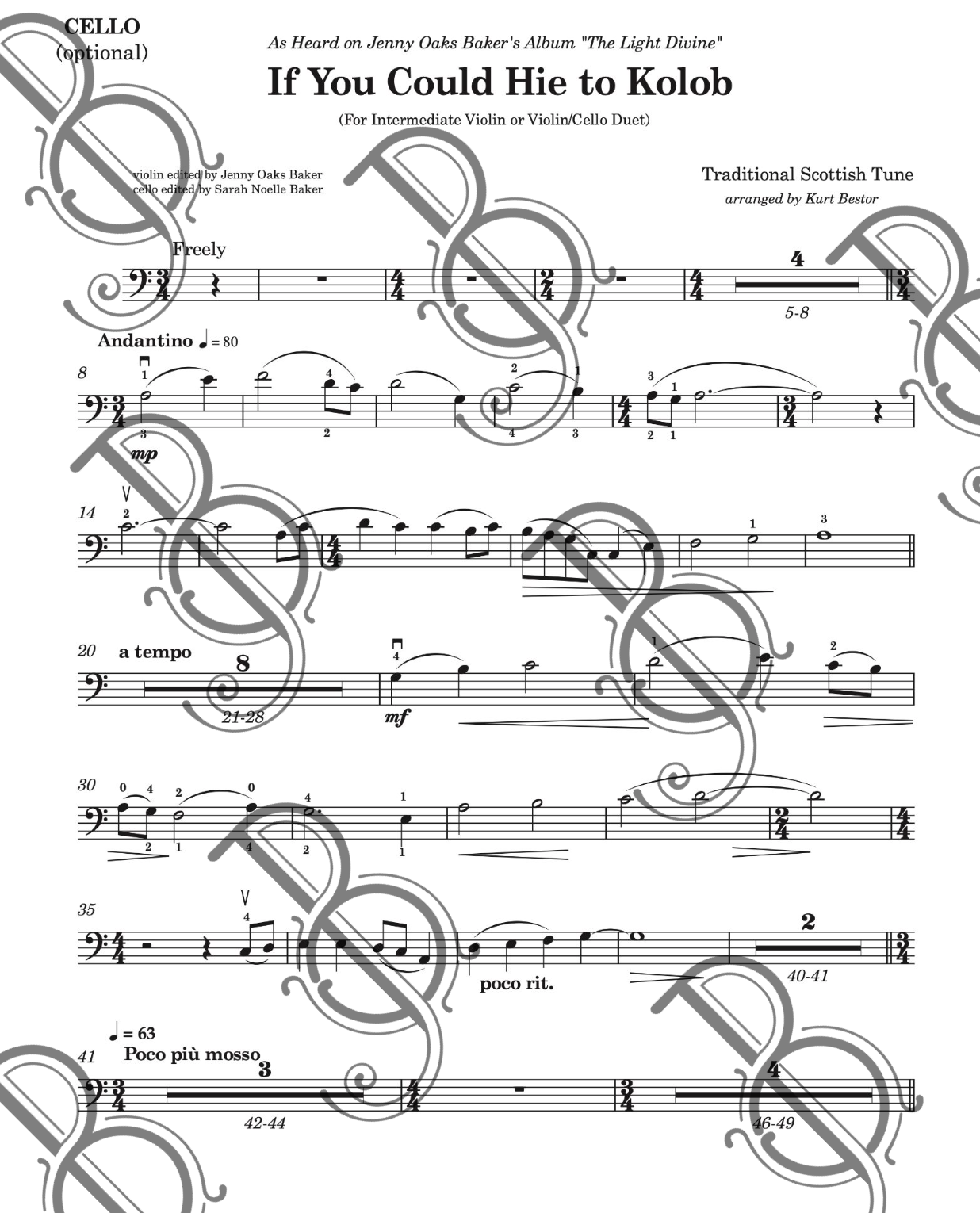 If You Could Hie to Kolob - Kingsford Tune Violin (with optional cello ...