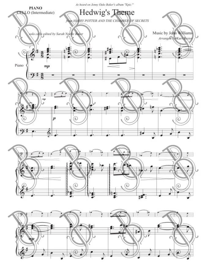 "Hedwig’s Theme" from Harry Potter for Intermediate Cello — Jenny Oaks ...