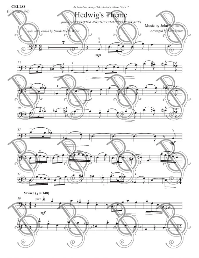 "Hedwig’s Theme" from Harry Potter for Intermediate Cello — Jenny Oaks ...