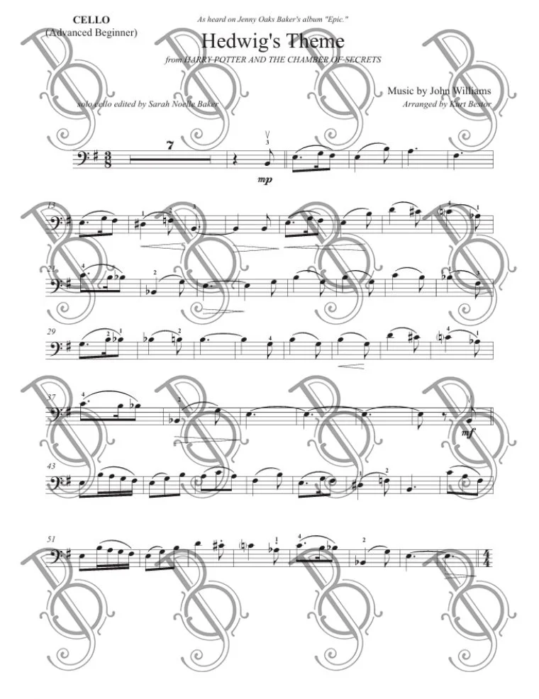 "Hedwig’s Theme" from Harry Potter for Beginner Cello — Jenny Oaks Baker