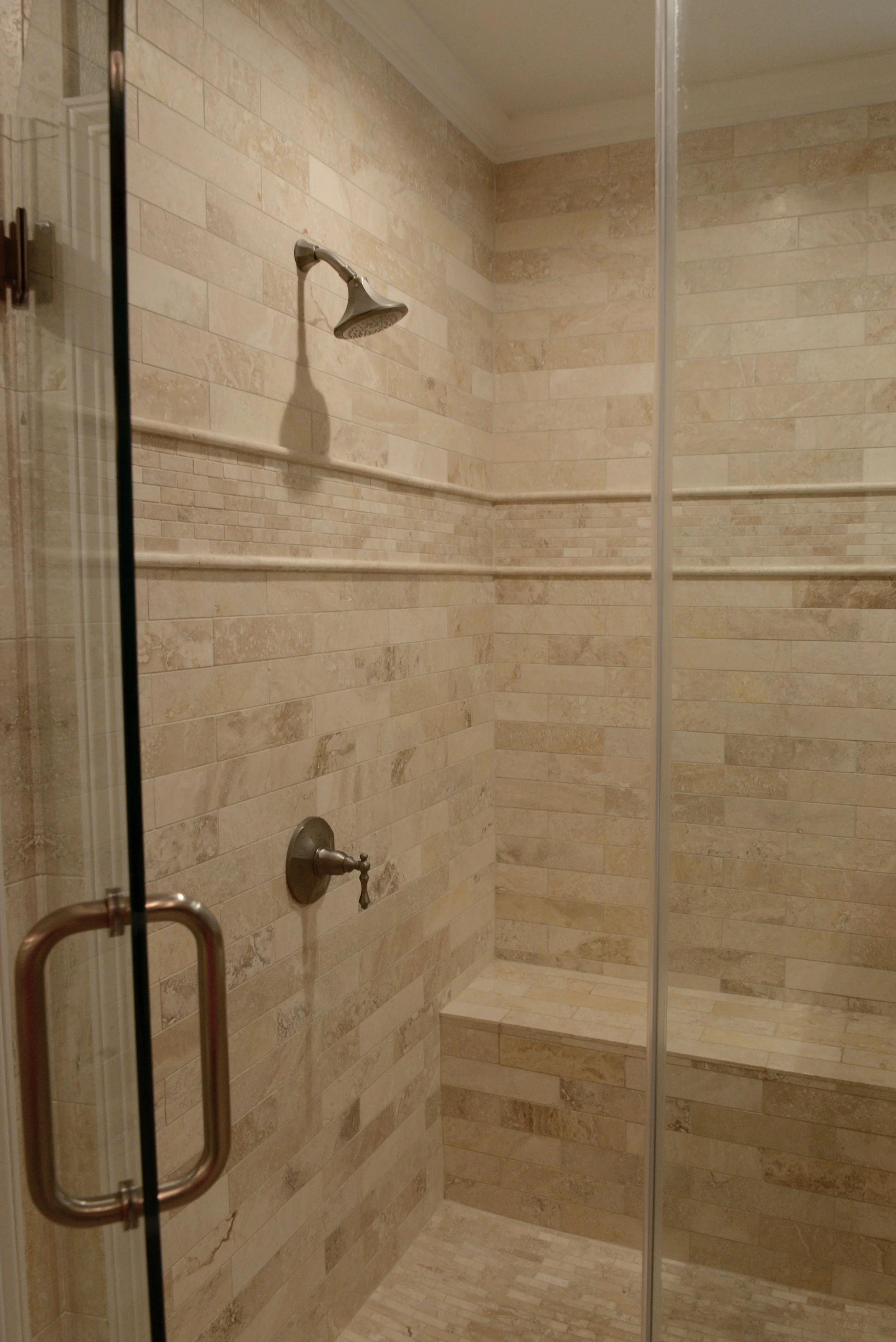 Travertine Tile Walk In Shower