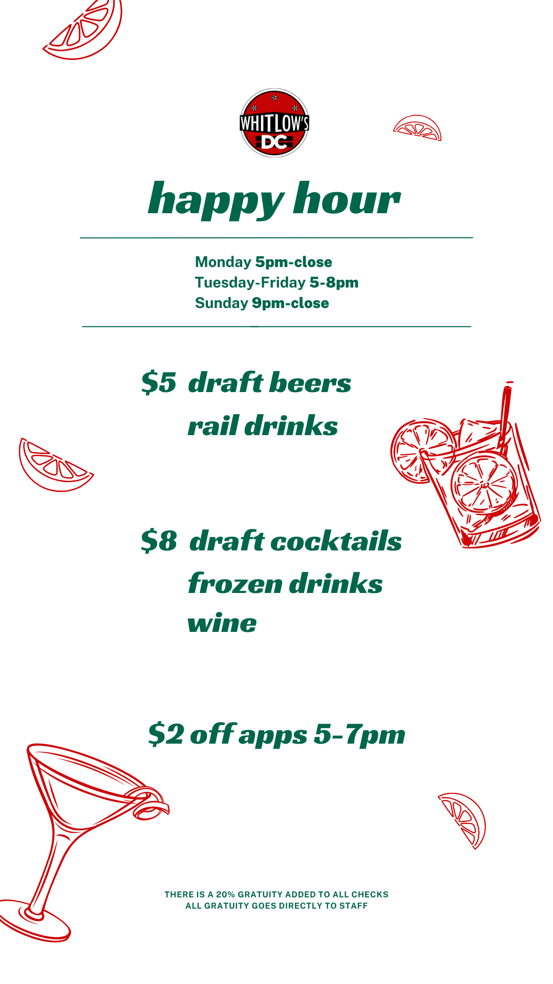 Happy Hour — Whitlow's DC - Neighborhood Bar, Live Music Bar, and ...