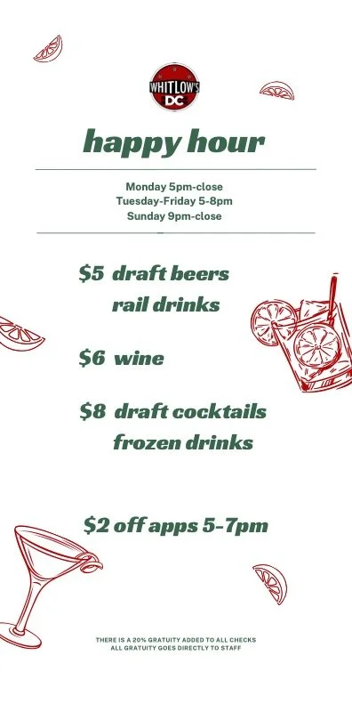 Happy Hour — Whitlow's DC - Neighborhood Bar, Live Music Bar, and ...