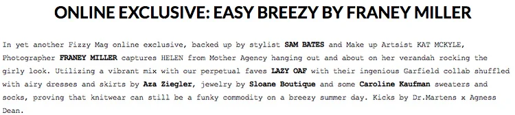 Fizzy Magazine — Caroline Kaufman Studio