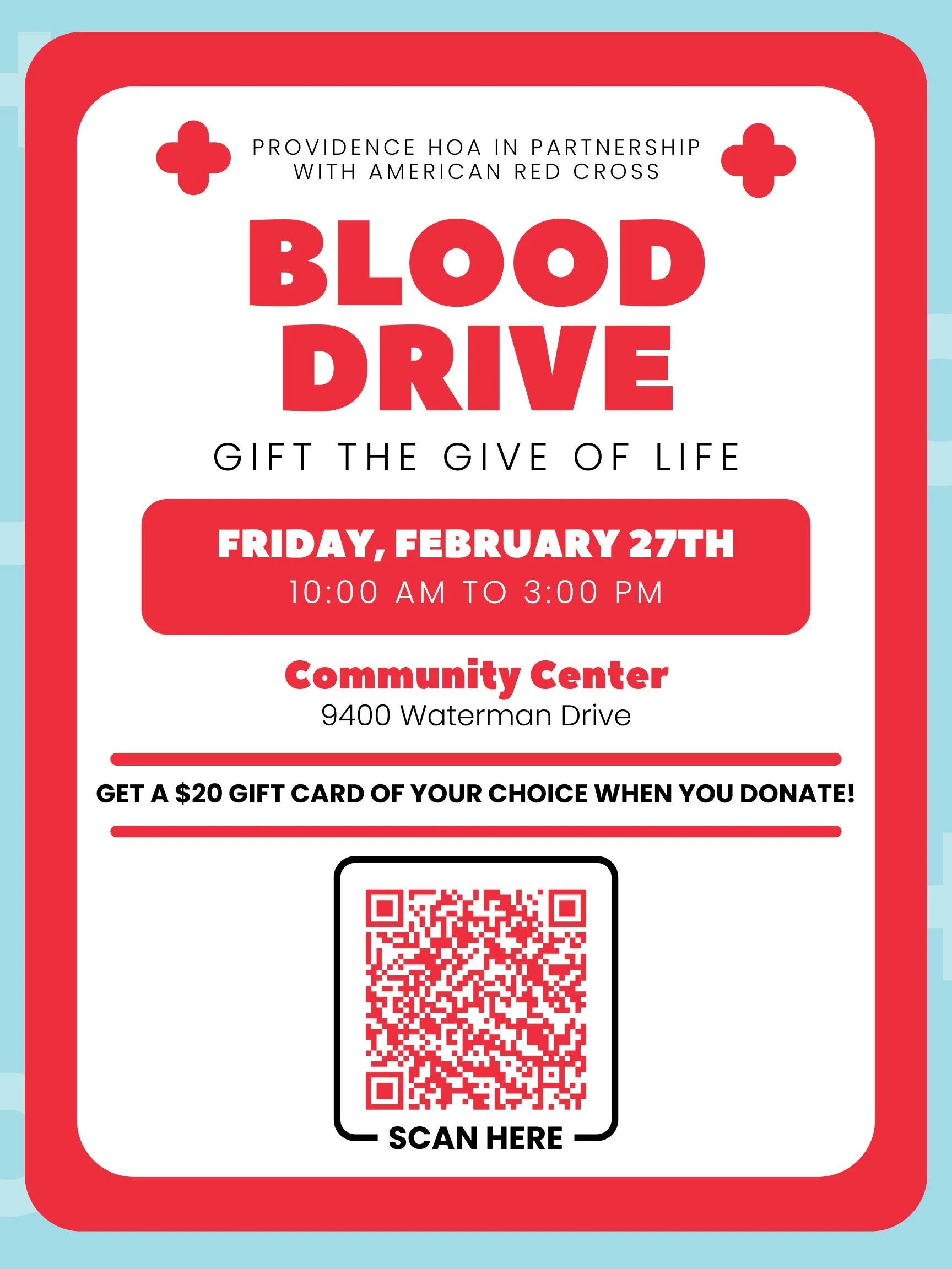 Community Blood Drive — Providence Homeowners Association