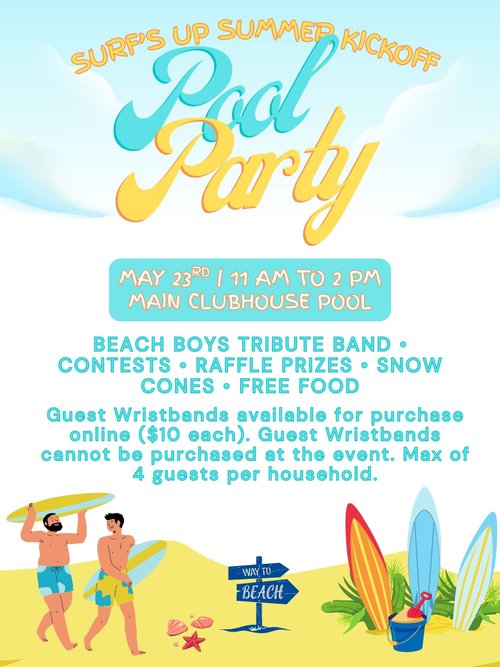 Surf's Up Summer Kickoff Pool Party — Providence Homeowners Association