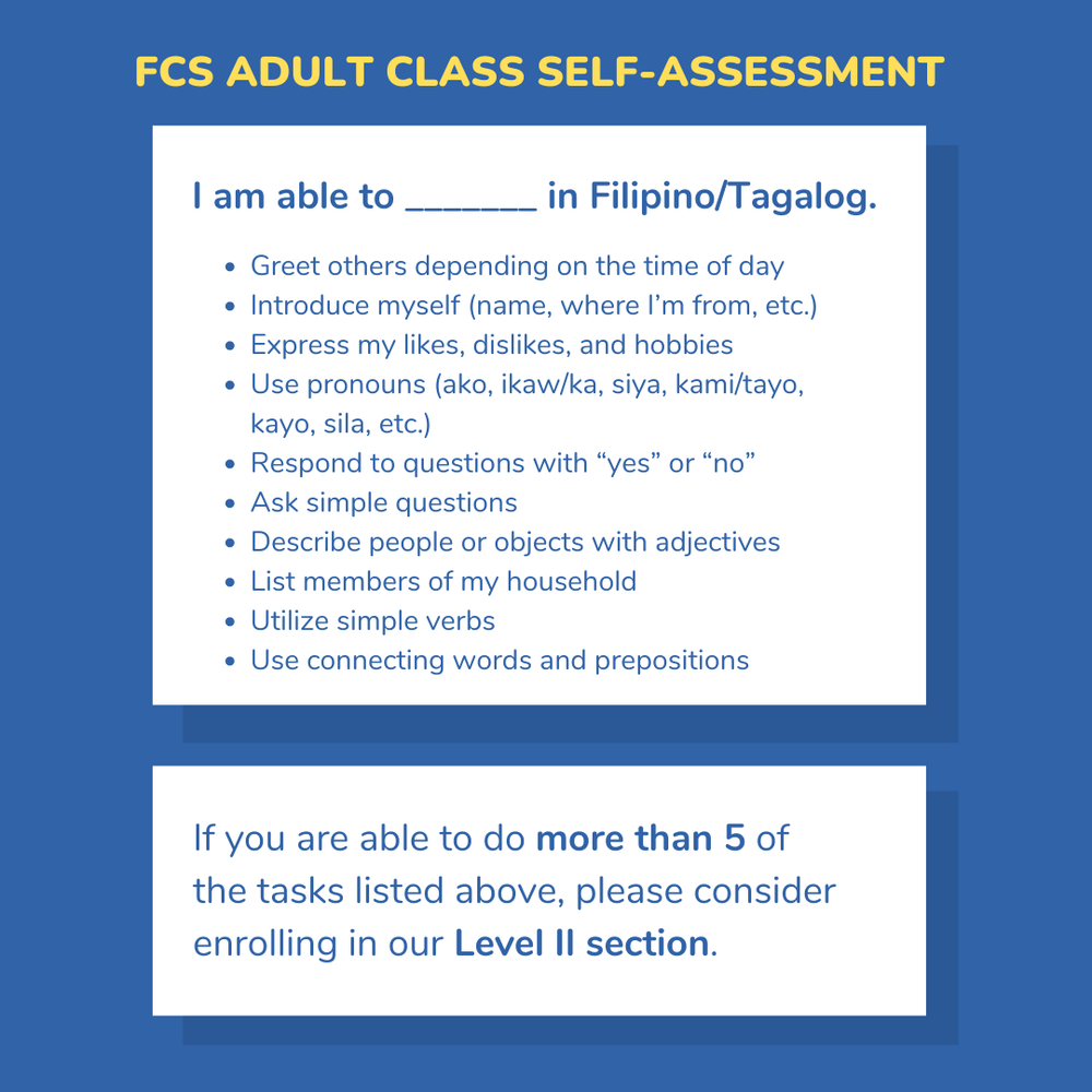 Adult Level 1 - Summer 2025 Online Filipino Language Program — Filipino ...