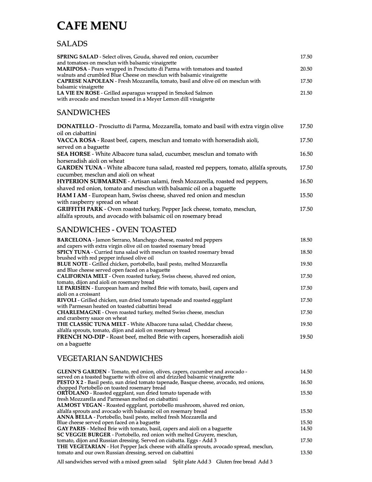 Café Menu — Say Cheese
