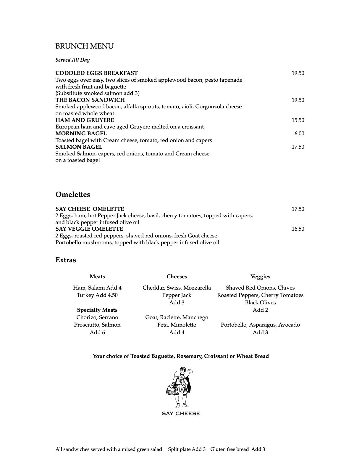 Café Menu — Say Cheese