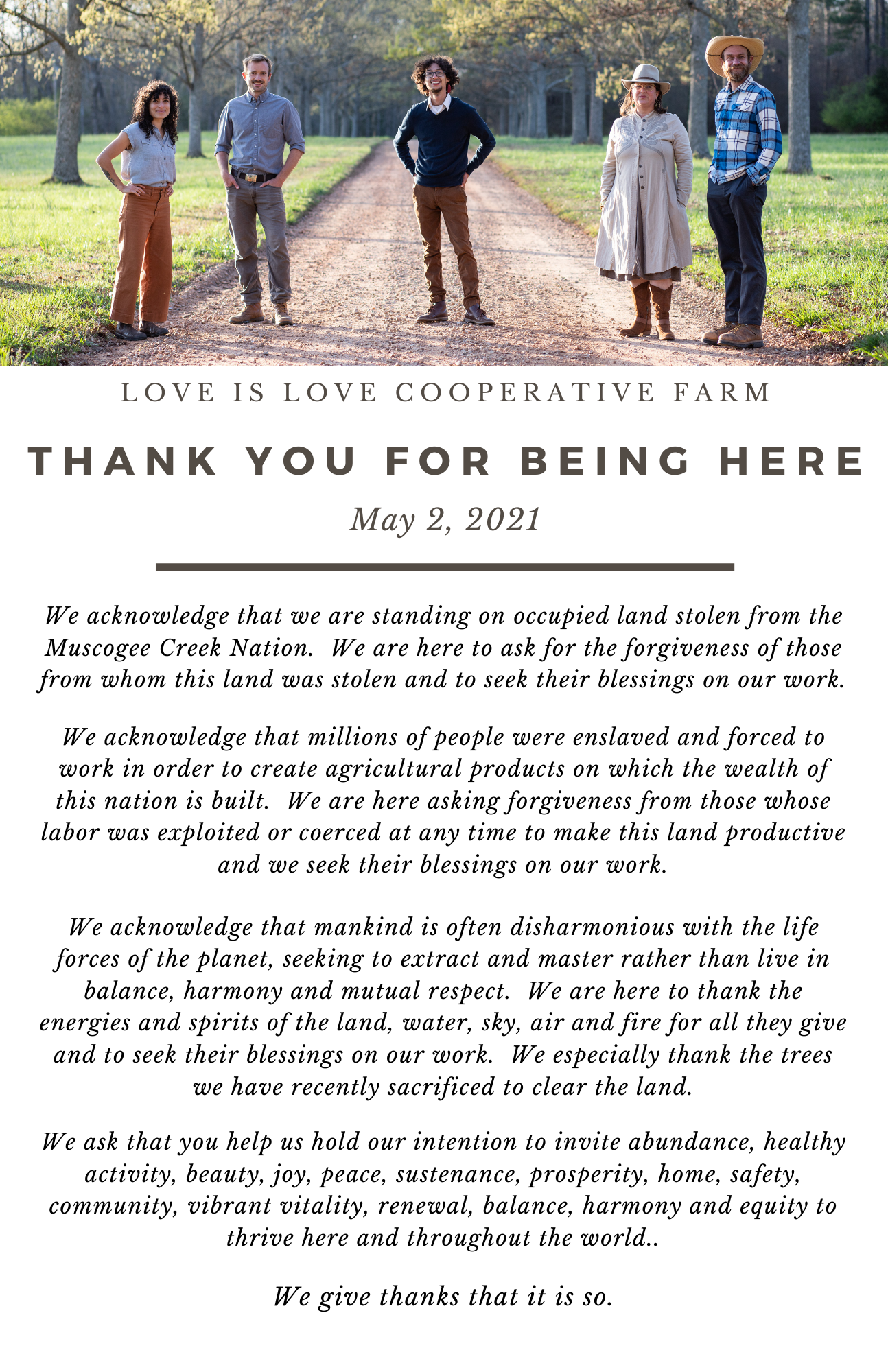 Land Acknowledgement — Love is Love Cooperative Farm