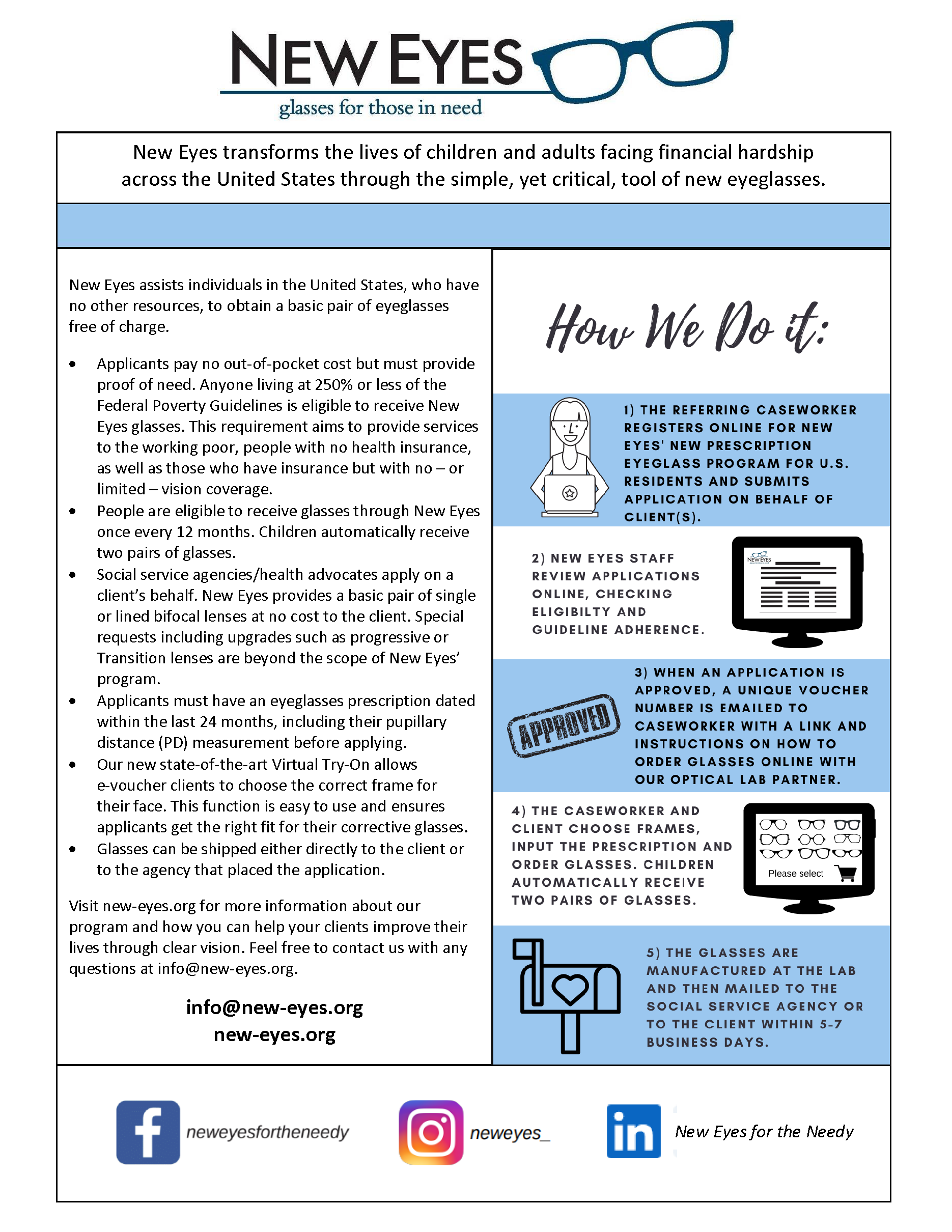 Caseworker Flyer — New Eyes for the Needy