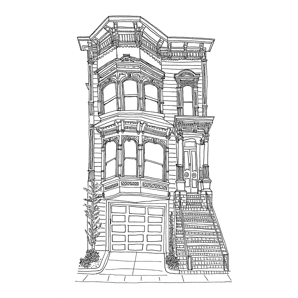 Simple Victorian House Drawing