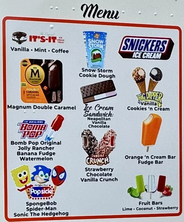 menu — golden ice cream