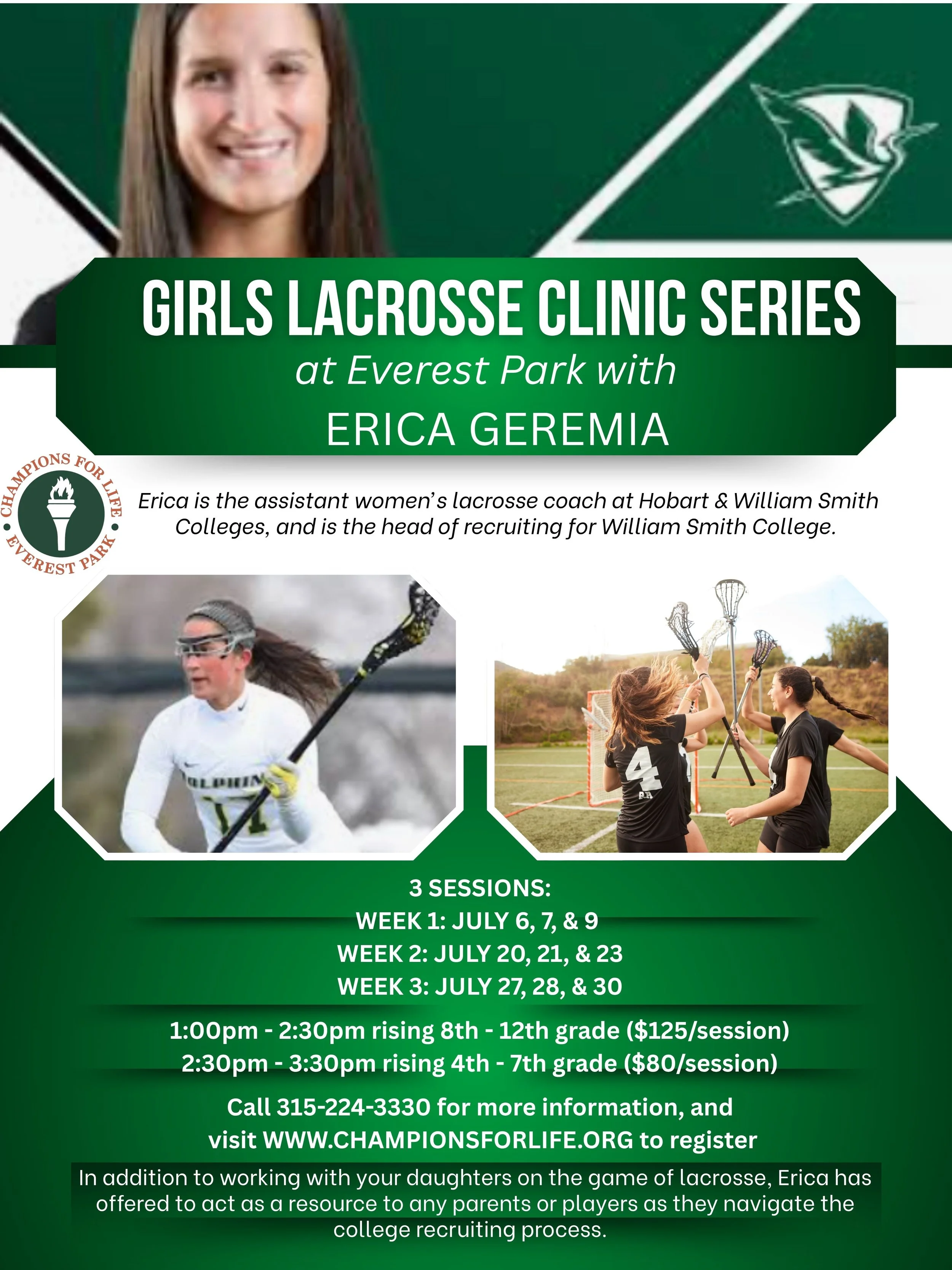 Girls Lacrosse Clinic Series with Erica Geremia — Champions for Life, Inc.