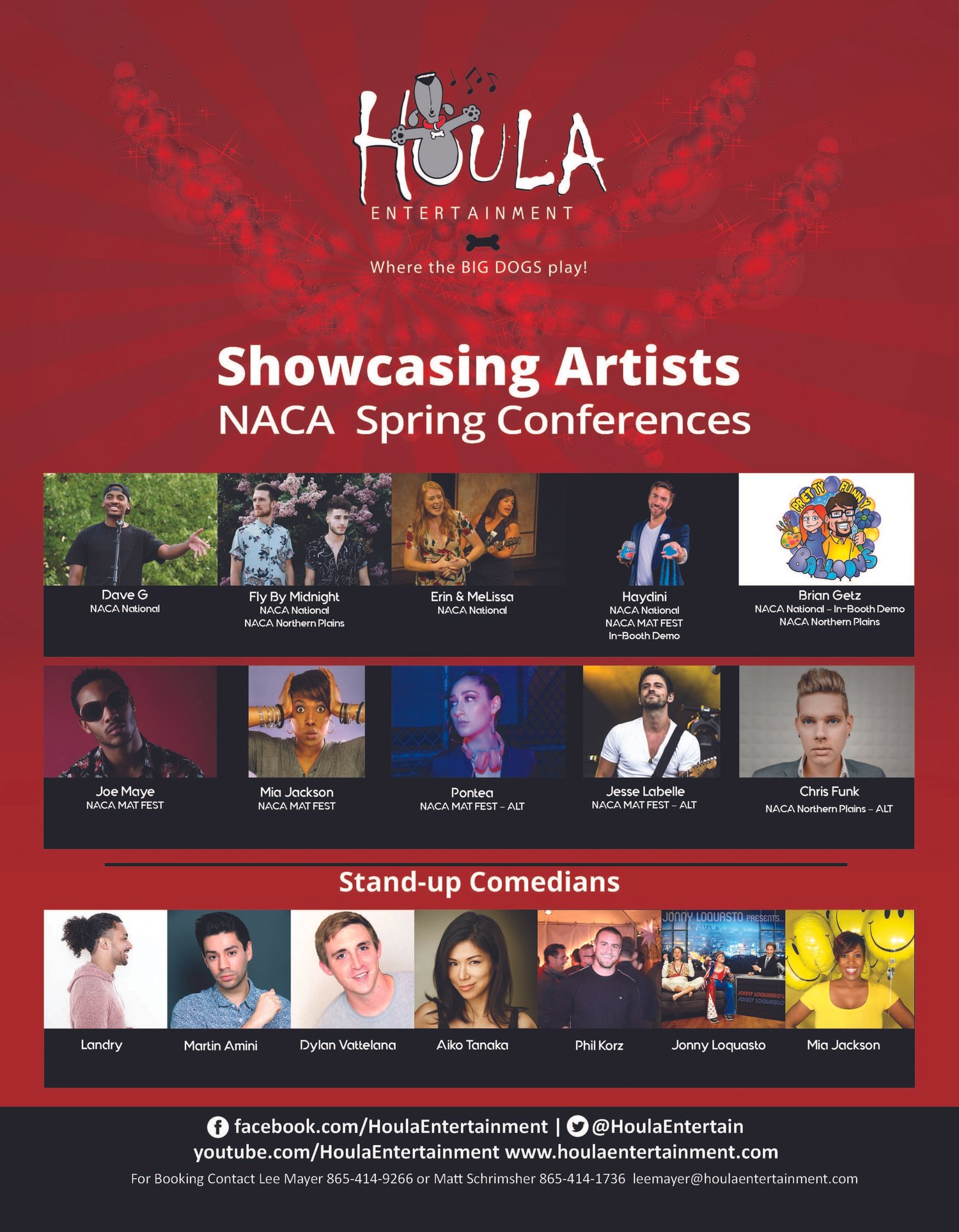 Houla Entertainment Spring Showcasing Artists Announced for NACA Conferences — Houla Entertainment