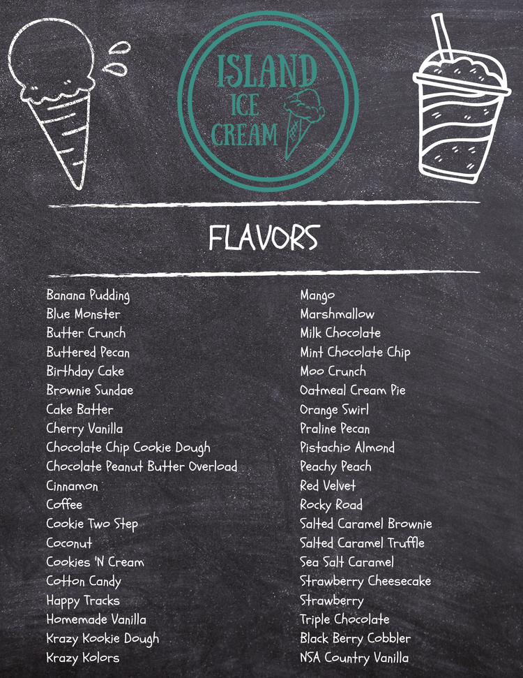 Menu — Island Ice Cream & Treats