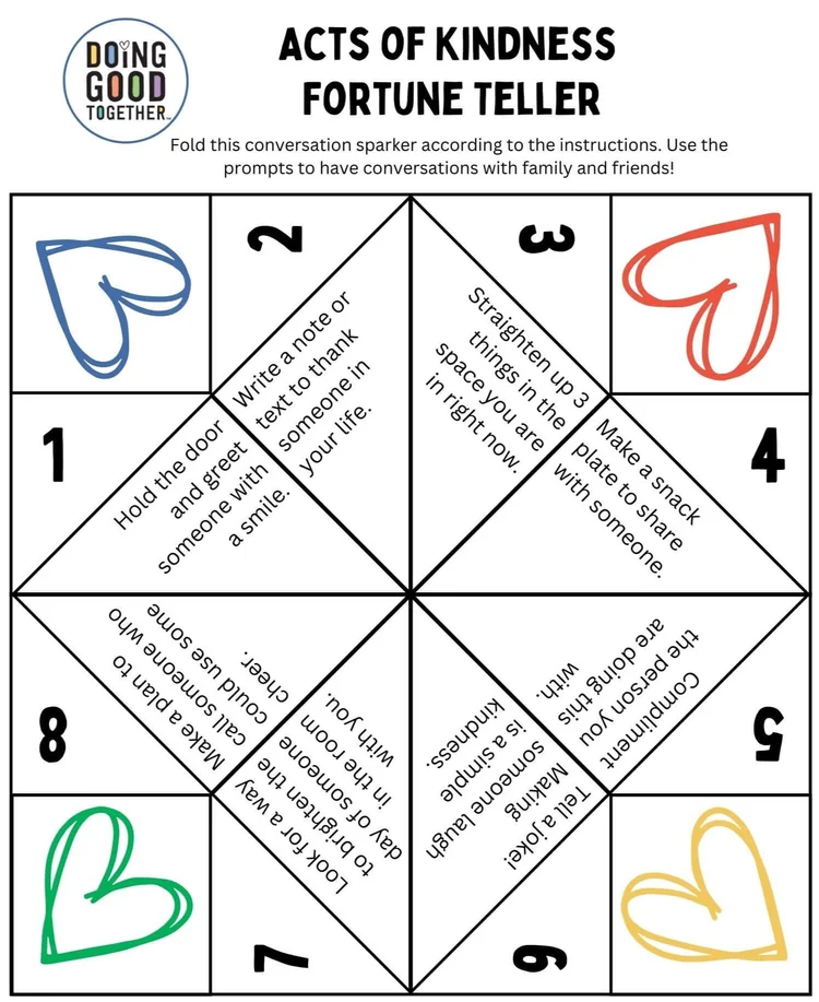 Kindness Fortune Tellers—Free Printables for Kids — Doing Good Together™