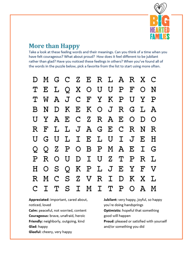 Feelings Word Search — Doing Good Together™