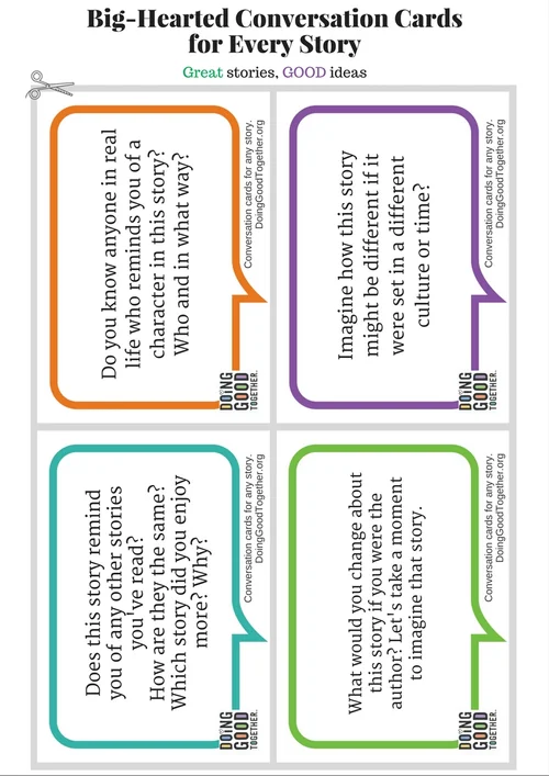 Discuss Every Story with Printable Conversation Cards — Doing Good ...