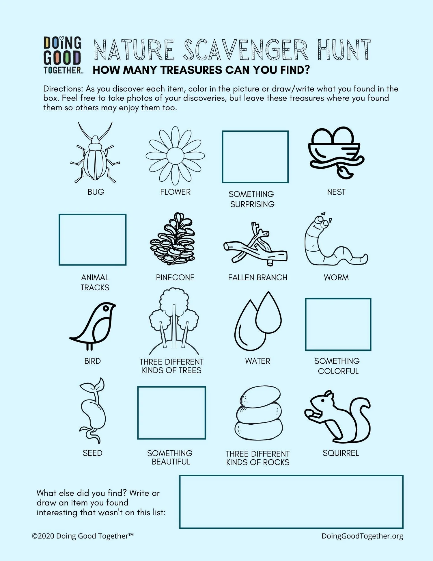 Nature Scavenger Hunt for Kids | FREE Printable — Doing Good Together™
