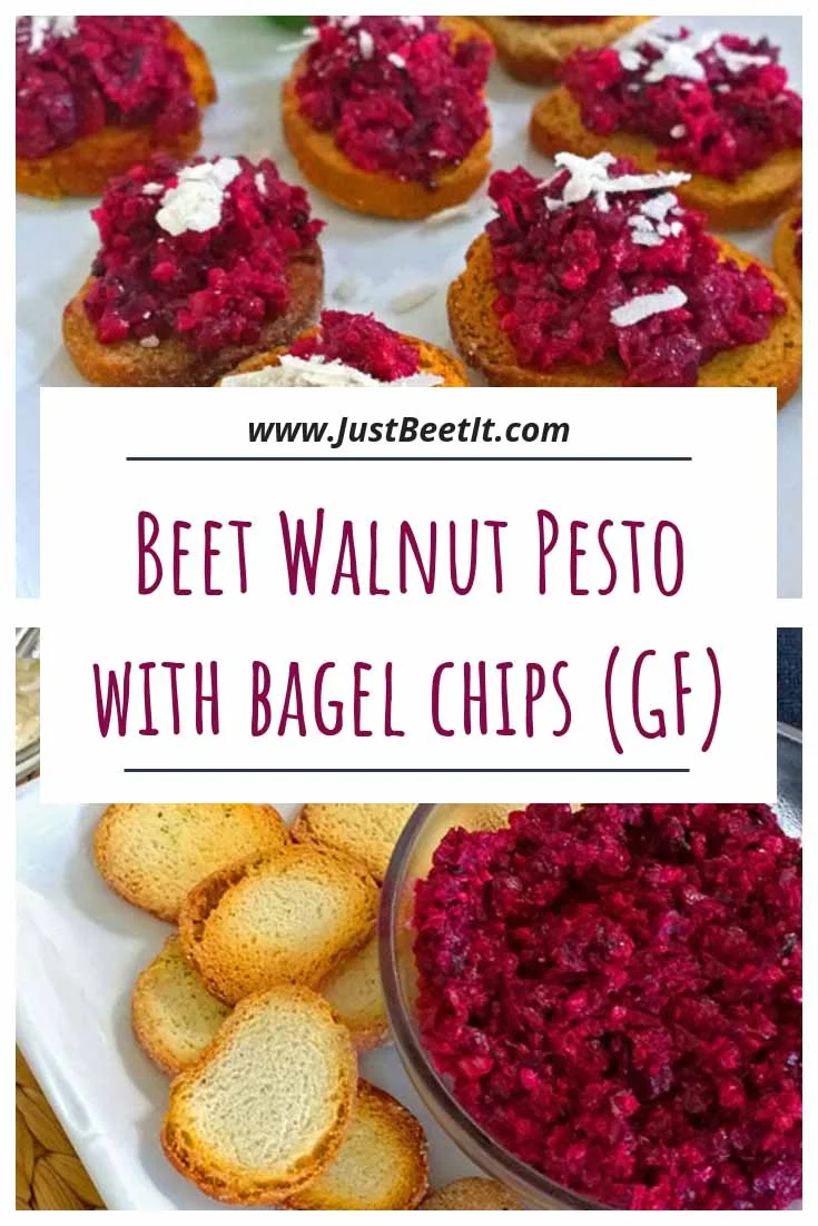 Beet Walnut Pesto with Parmesan Bagel Chips (GF) — Just Beet It