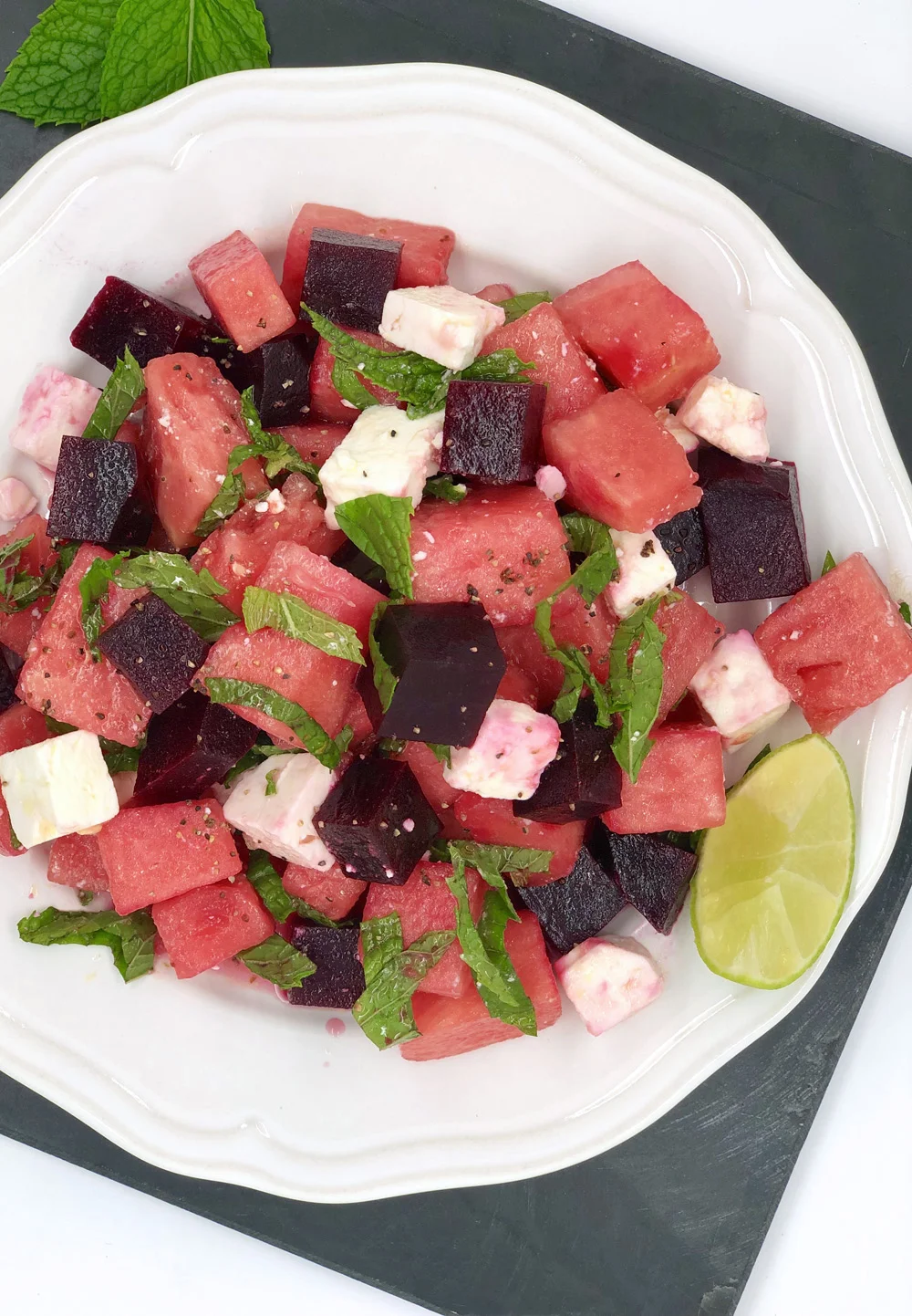 Roasted Beet and Watermelon Salad with Feta, Mint, and Lime Juice ...