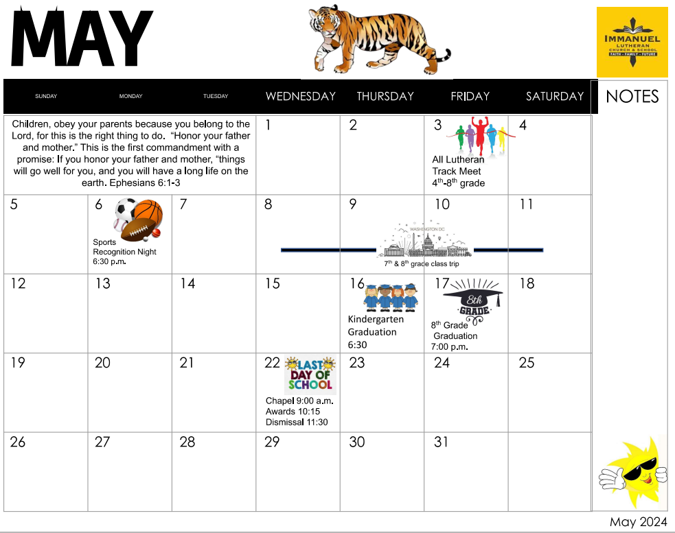 Event Calendar — Immanuel Lutheran School Memphis