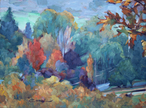 Gabriel Lipper - Fall, oil 12x16 (framed) — Carrie Goller Gallery